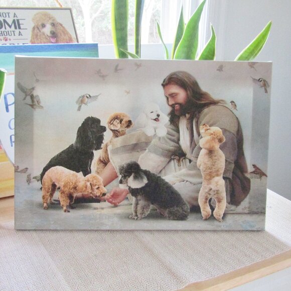 Unbranded | Art | Jesus With Dogs In Heaven Canvas Wrapped Print | Poshmark